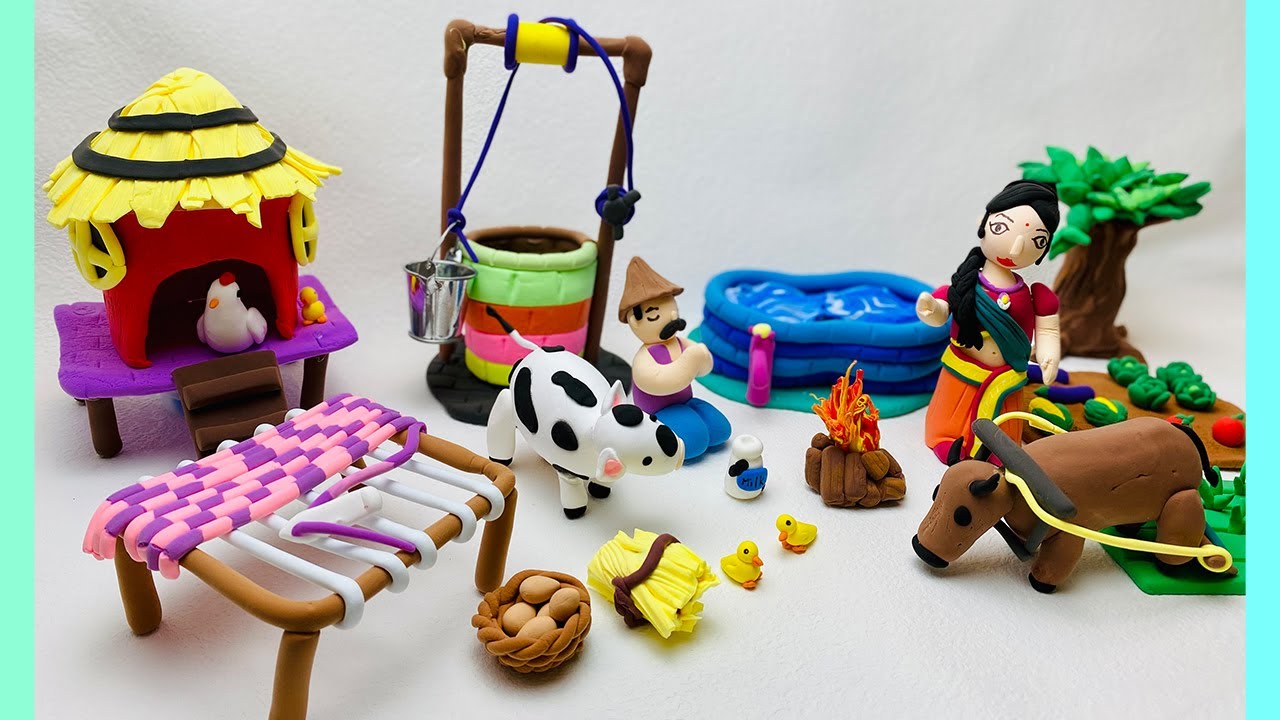 How to Make miniature Polymer Clay Farm on the drought, House, chicken ...