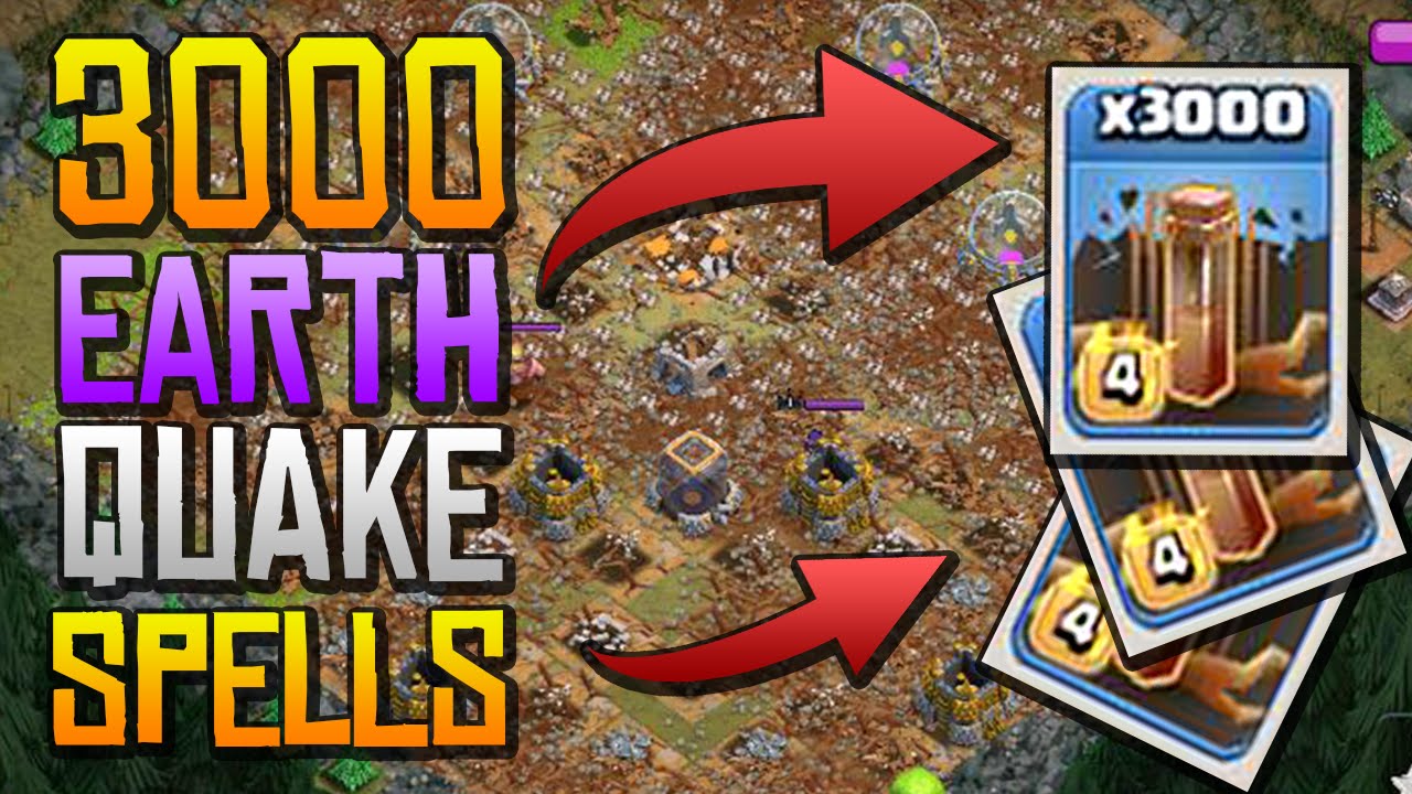 3000 EARTH QUAKE SPELLS - Maxed Base Destruction! - MUST SEE! - YouTube