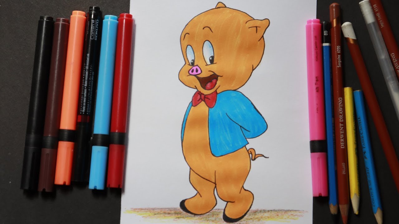 How to draw Piggy Cartoon/Piggy Cartoon Drawing for kids - YouTube