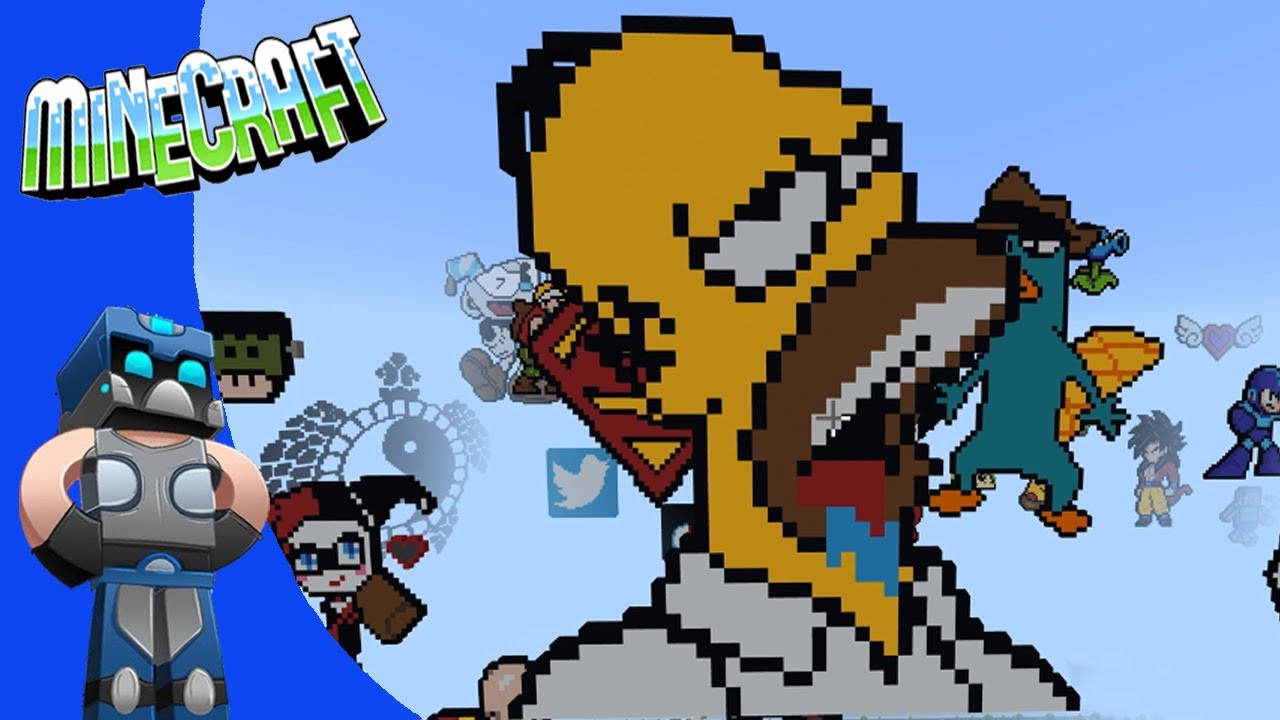 Minecraft: Como hacer Homero Simpson Pixel art Tutorial - YouTube