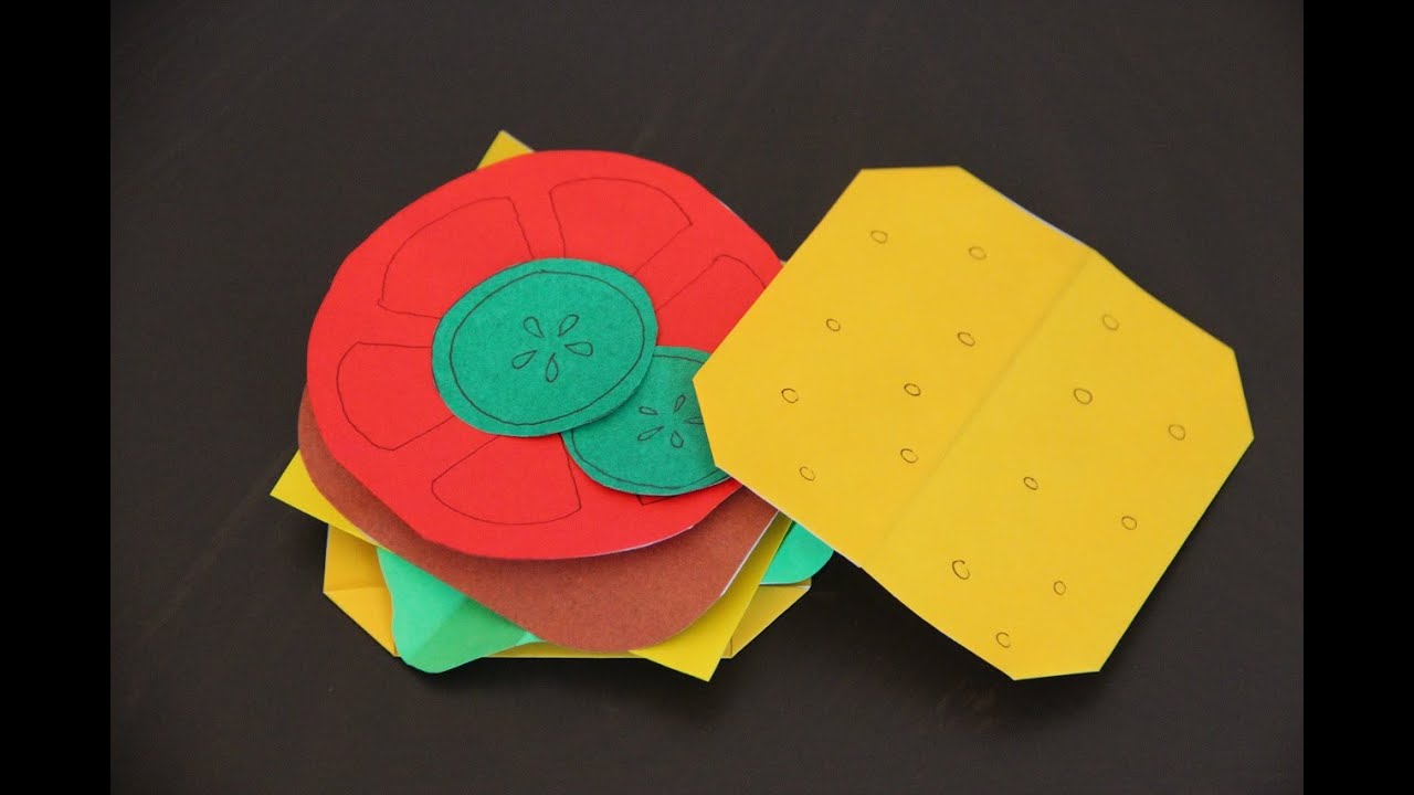 Origami Hamburger (Level: 7 year old+) - YouTube