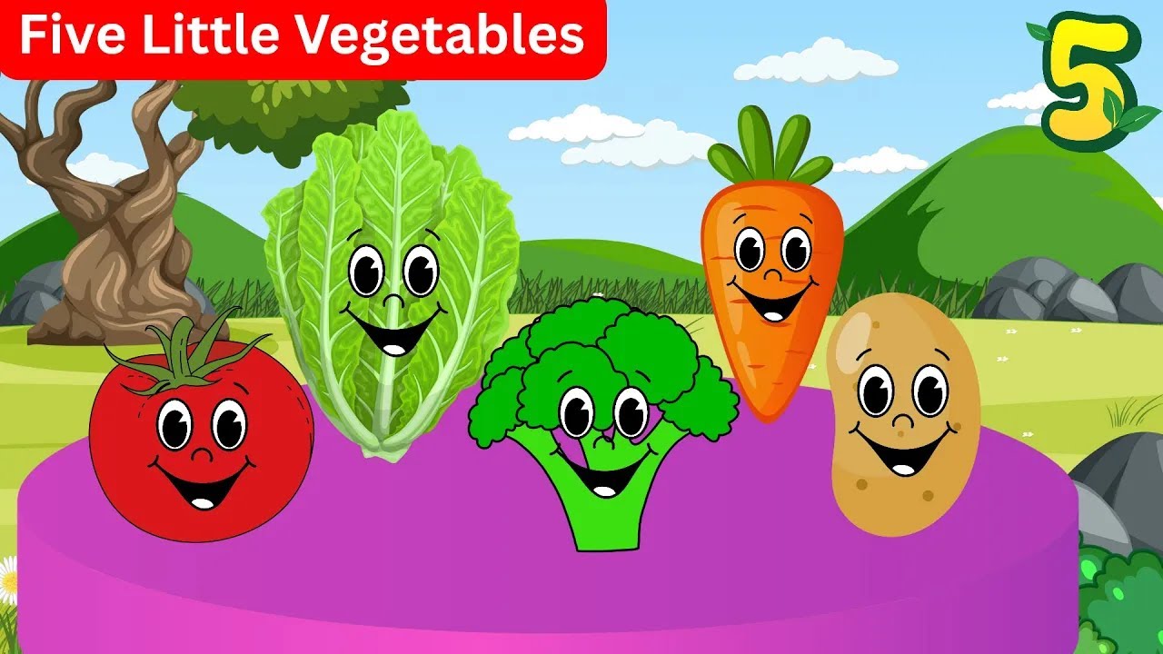 Five Little Vegetables + More Fun Nursery Rhymes | Learn Colors ...