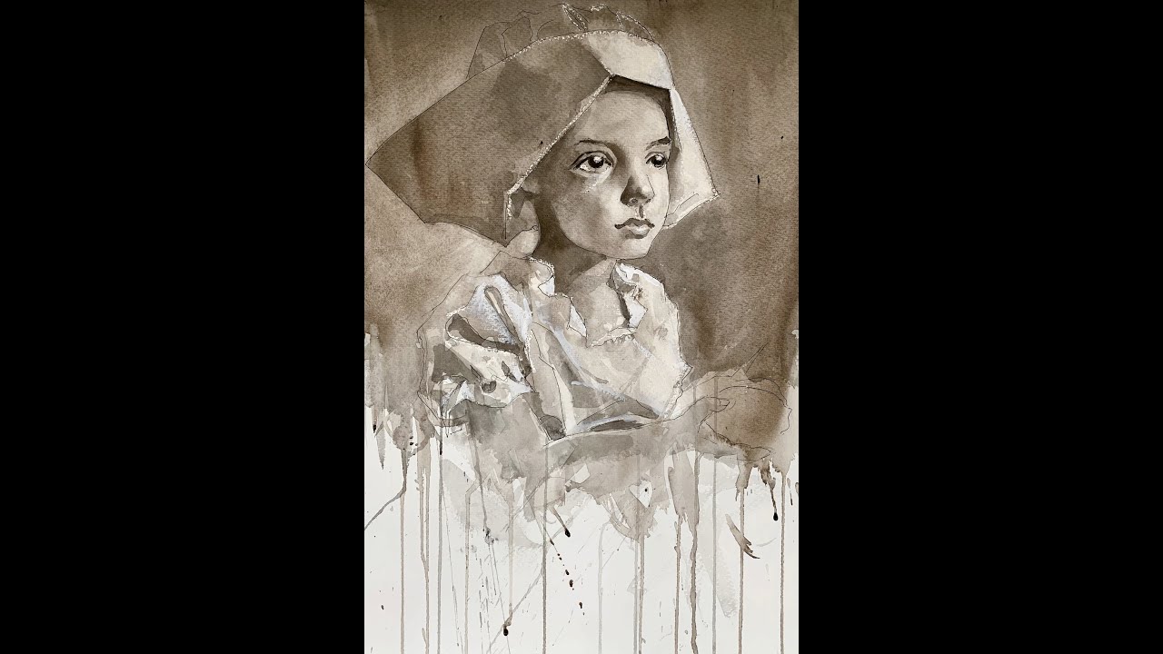 Young Girl Indian ink and Watercolour - YouTube