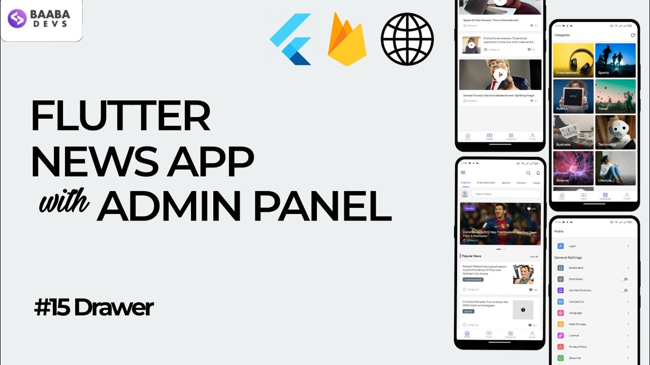 Flutter News App | Drawer UI | Flutter News App with Admin Panel ...