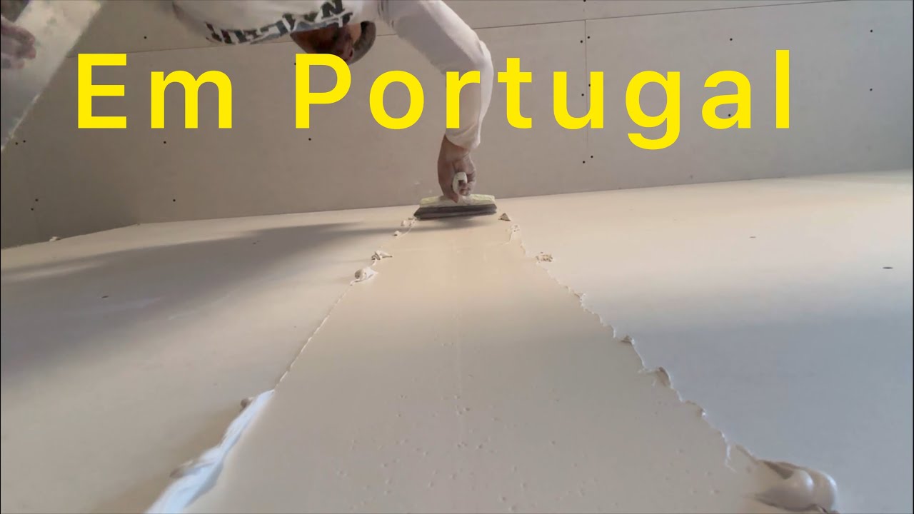 Tratamento de juntas no drywall em Portugal barramento de Pladur - YouTube