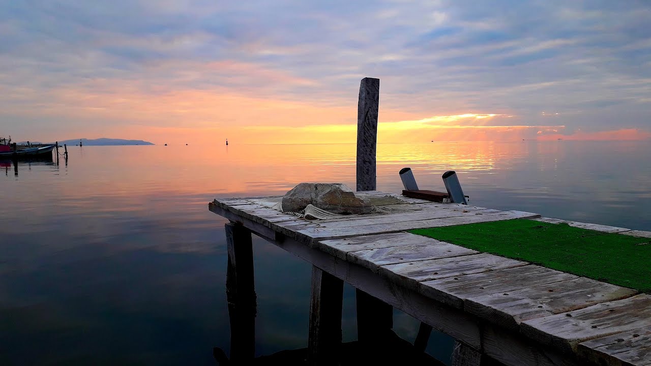 Cloudy Sunset of Tourlida Lagoon - Relaxin Guitar and Harmonica Music ...