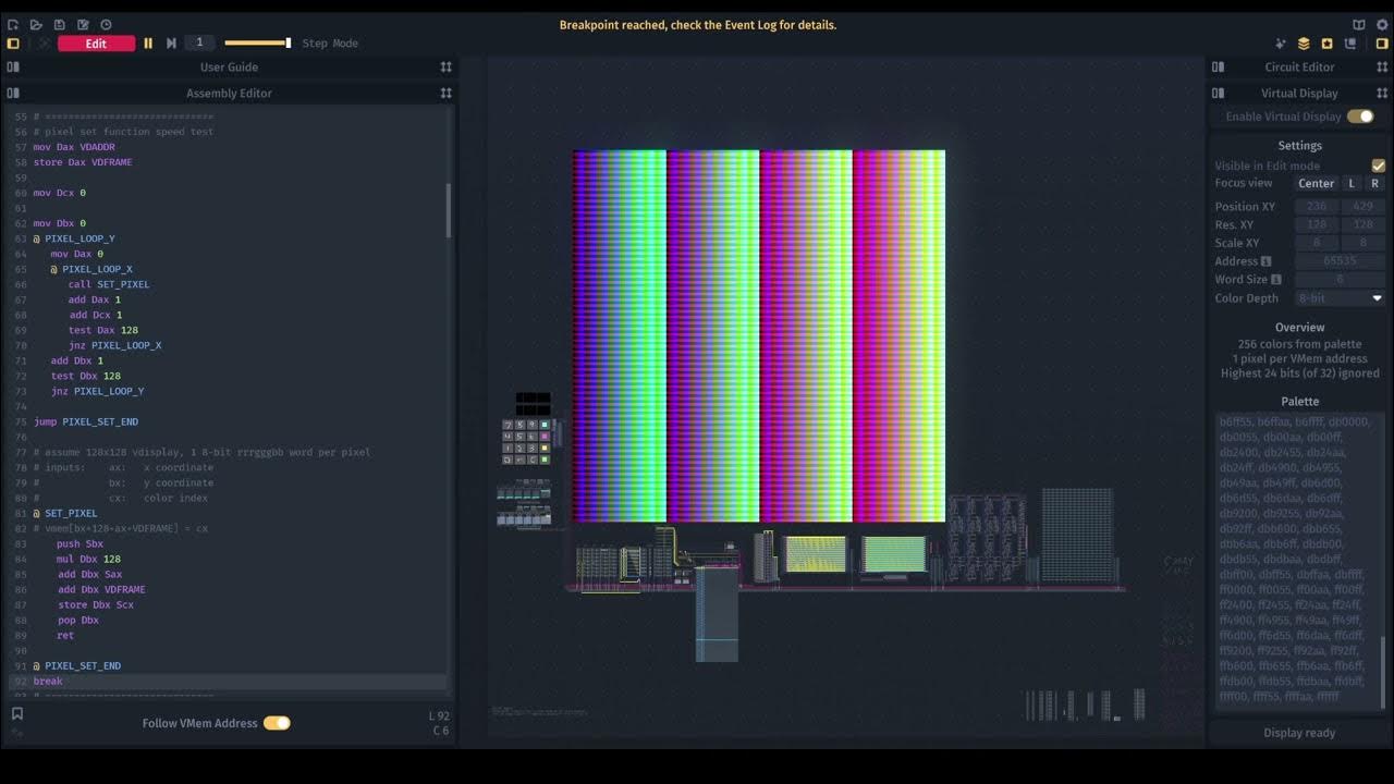 16-bit CPU 128x128 Display Fill | Virtual Circuit Board - YouTube