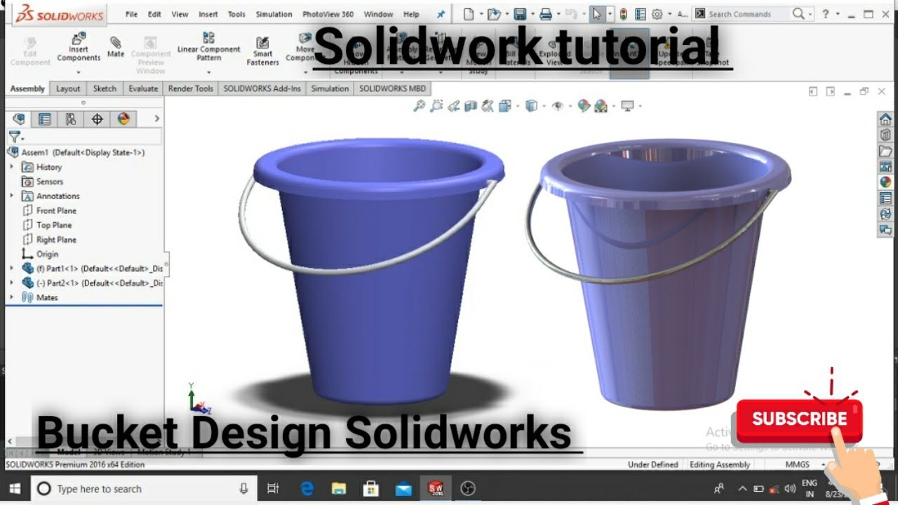 Solidwork Tutorials| Bucket Design In Solidworks - YouTube