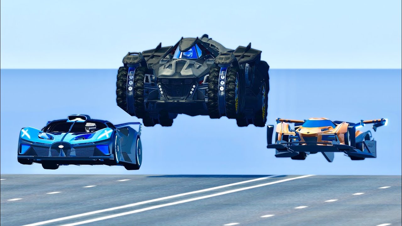 Lamborghini V12 GTR vs Batmobile vs Bugatti Bolide - Drag Race 20 KM ...
