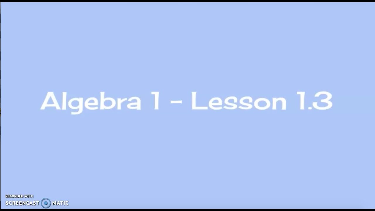 Algebra 1 Lesson 1.3: Solving Linear Equations - YouTube