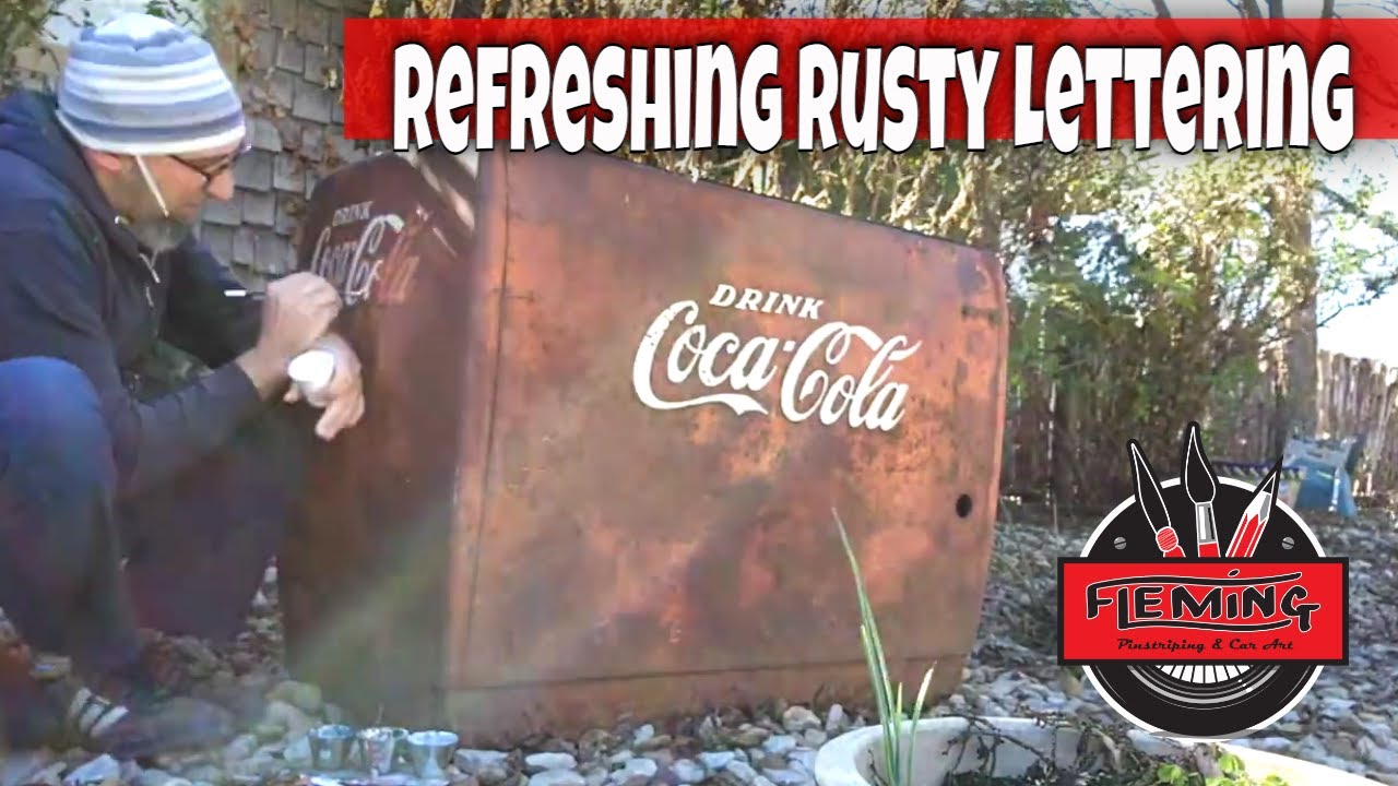 Refreshing lettering on an old cooler. - YouTube
