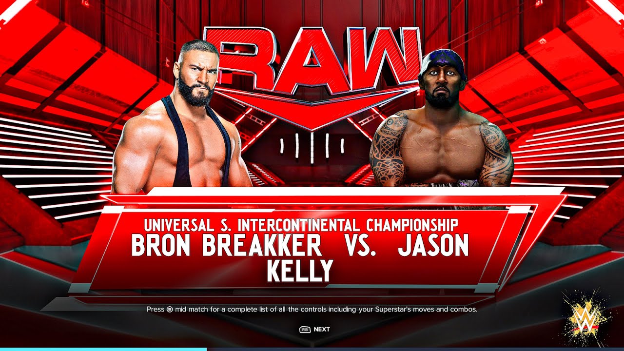 WWE 2K24 Bron Breakker Vs Jason Kelly "RAW" Nov 11, 2024 (XBOX Series X ...