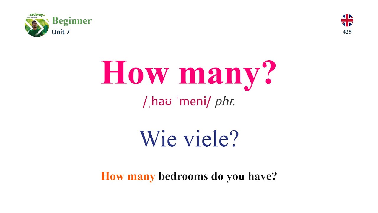 lernen english Headway Beginner Vocabulary Unit 7 (English - German ...