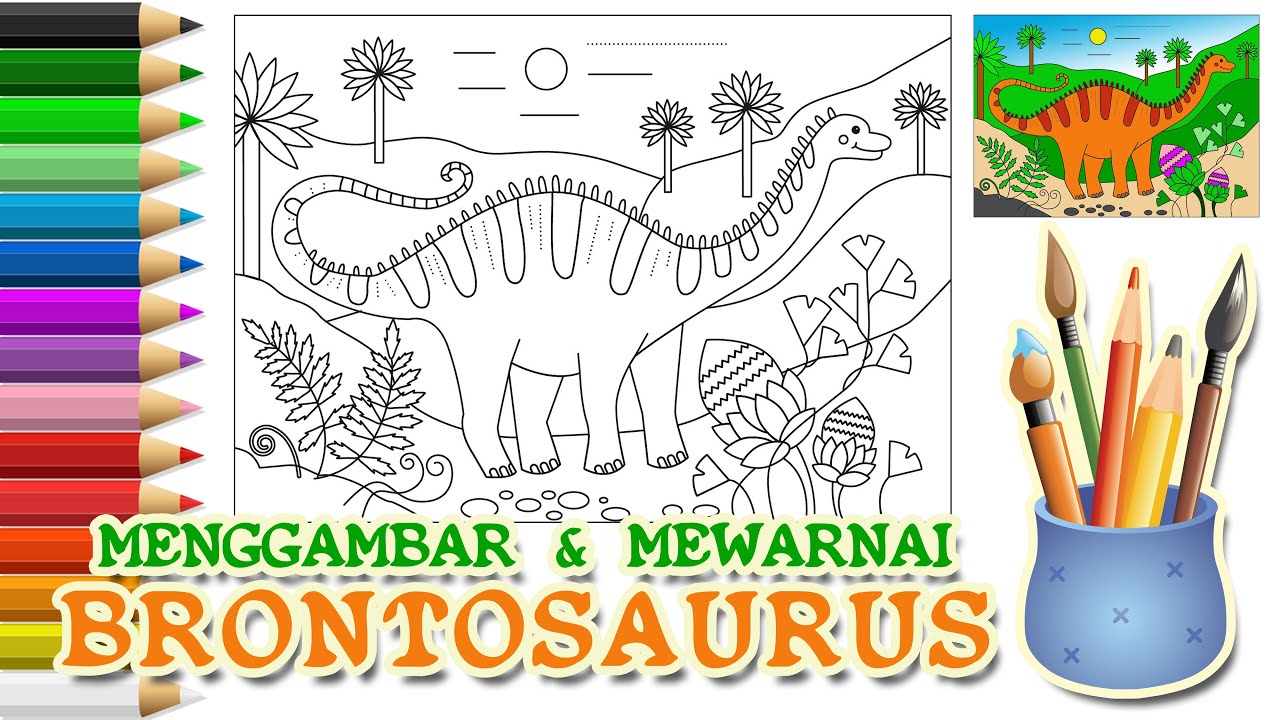 Cara Menggambar dan Mewarnai Brontosaurus Dengan Mudah - YouTube