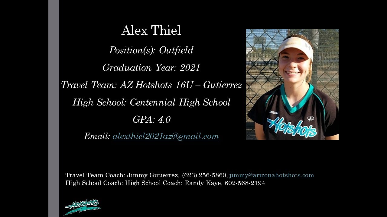 Alex Thiel Softball Skills Video - 2021 Outfield - YouTube