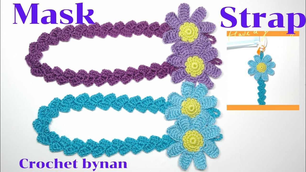 How to crochet mask strap| crochet pattern|flower crochet|English ...