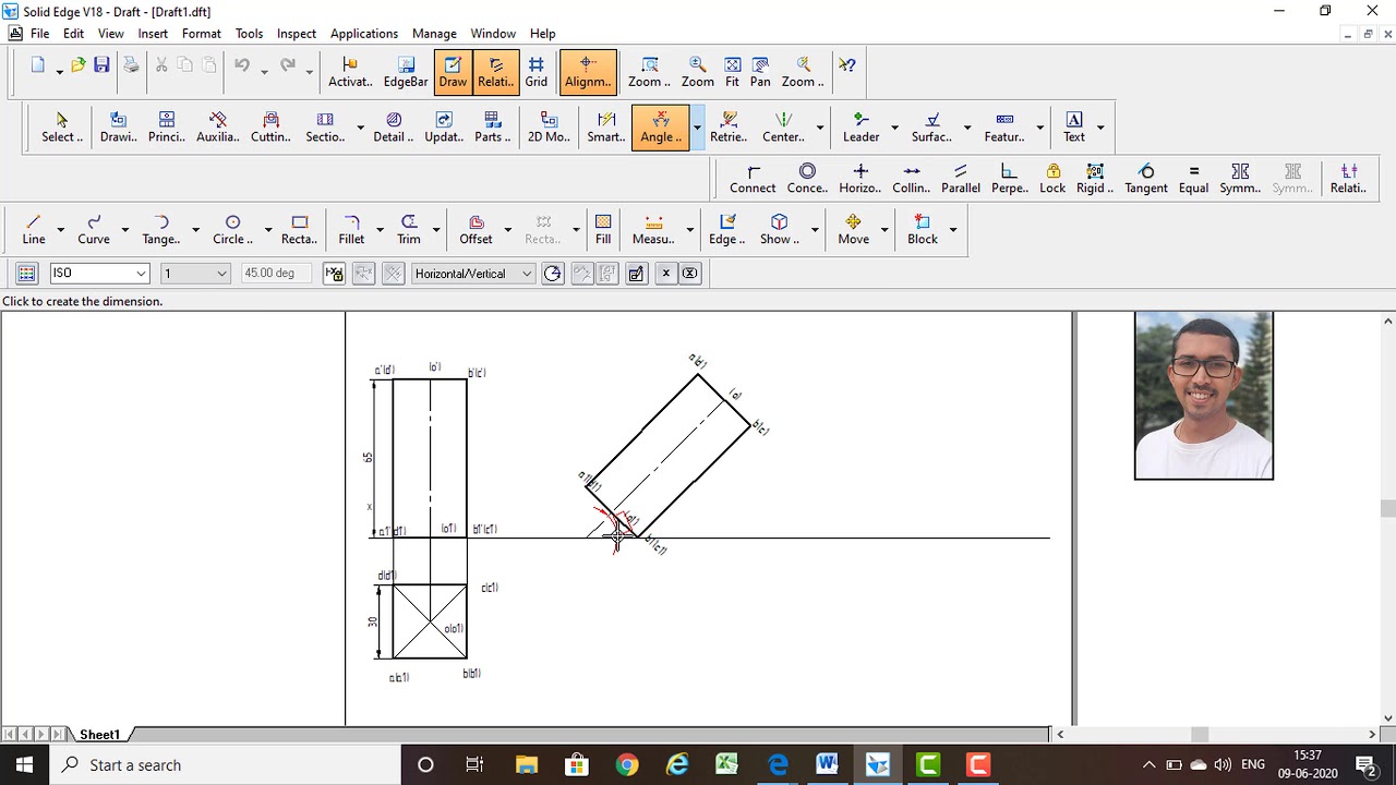 Demonstration Using Solid Edge V18 Software/Projection of Solids/ Problem 1- Square Prism/CAED ...