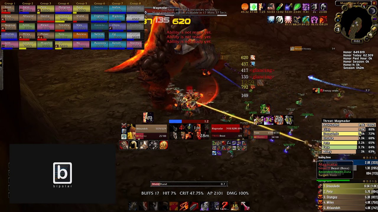 Classic WoW Rank 1 World DPS Fury Warrior in MC (1318.4 DPS) - YouTube