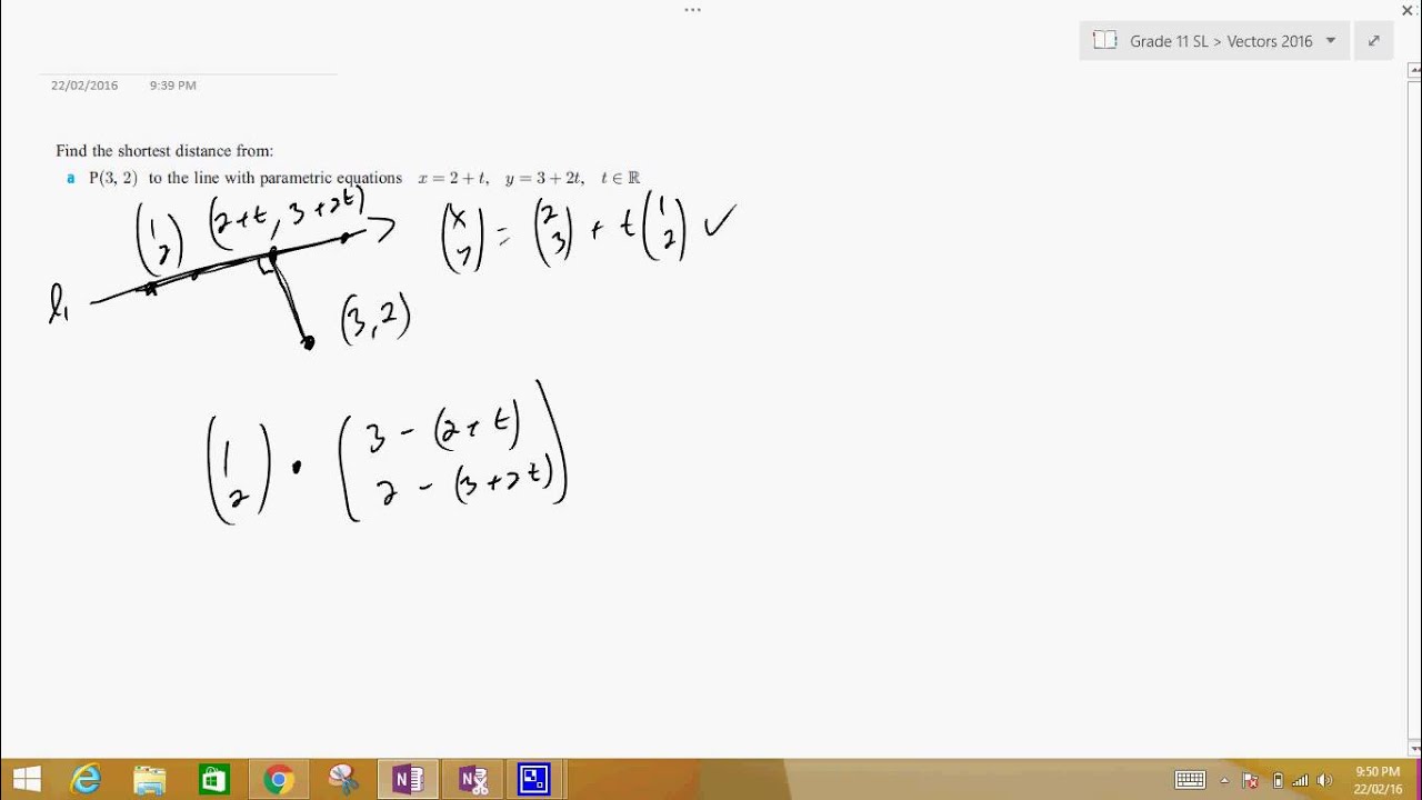 Shortest distance from a point to la line using vector methods - YouTube