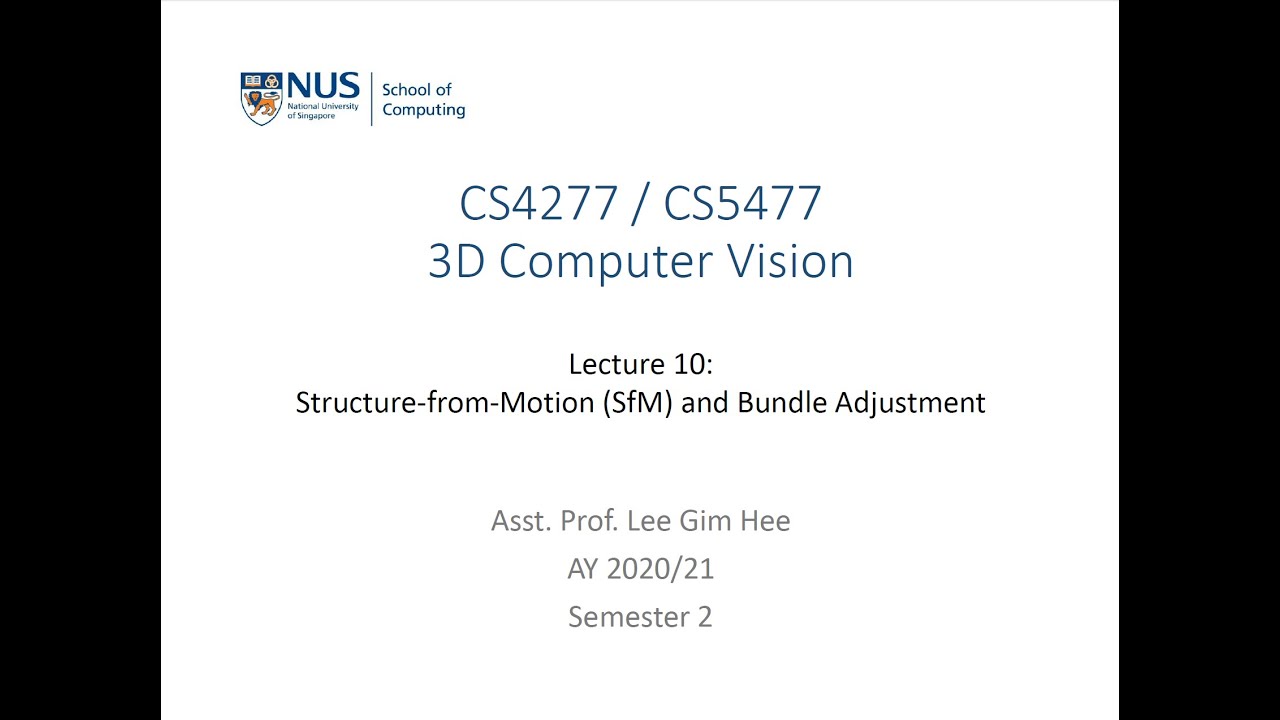 3D Computer Vision | Lecture 10 (Part 2): Structure-from-Motion (SfM ...