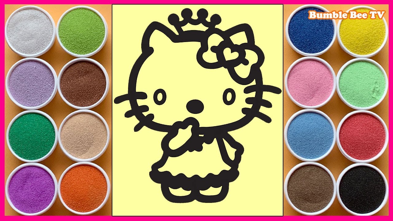 MISS HELLO KITTY SO PRETTY SAND PAINTING/TÔ TRANH CÁT HOA HẬU HELLO KITTY/LEARN COLORS/BUMBLE ...