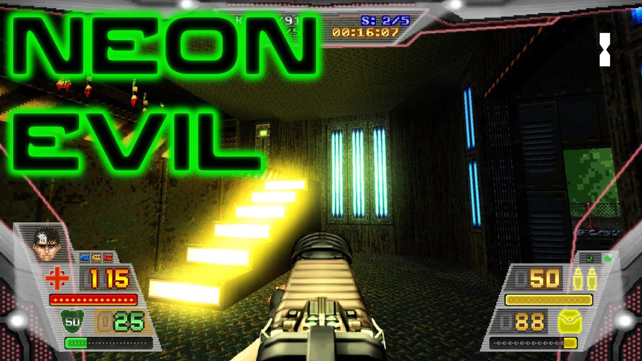 DOOM Map: Neon Evil - Brutal Doom v22 + Helmeter HUD - YouTube