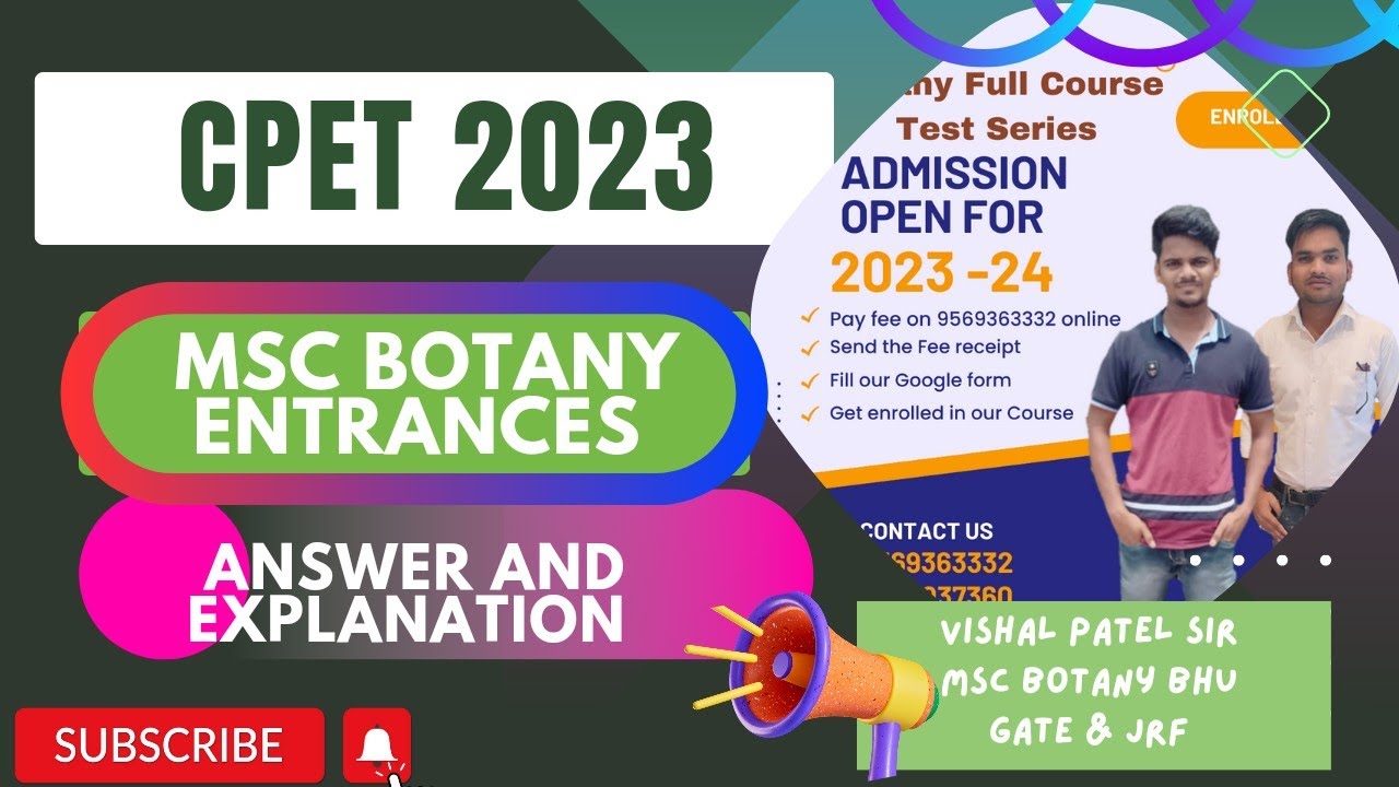 CPET MSc Botany Entrance 2023 Questions paper Live Discussion| Answer ...