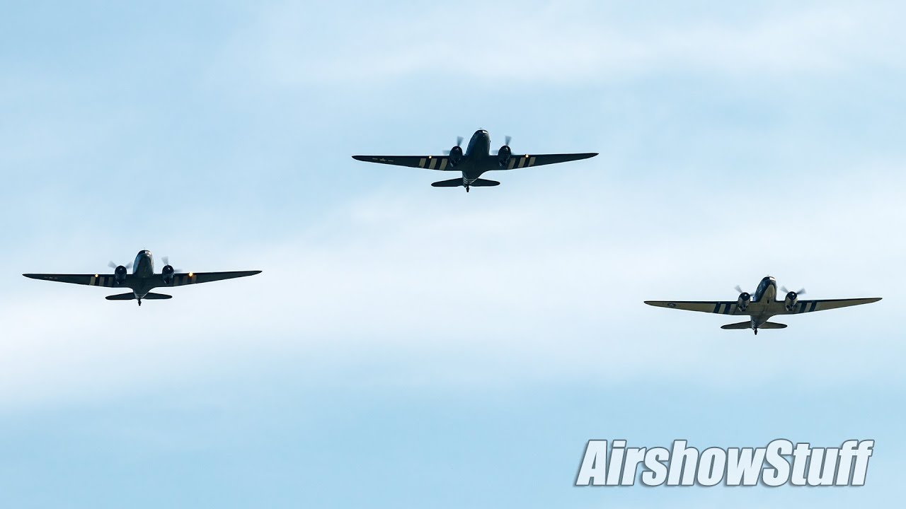 WWII Transports and C-47 Missing Man Flyover - EAA AirVenture Oshkosh ...