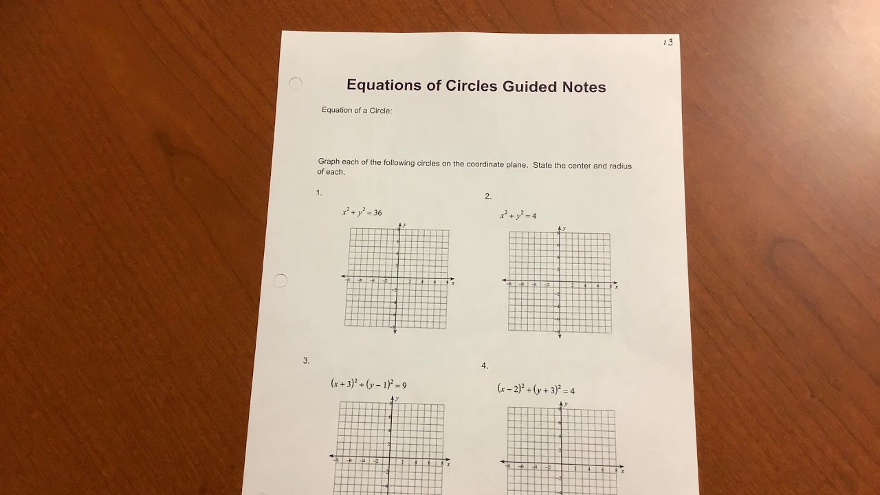 Equations of Circles Guided Notes - YouTube