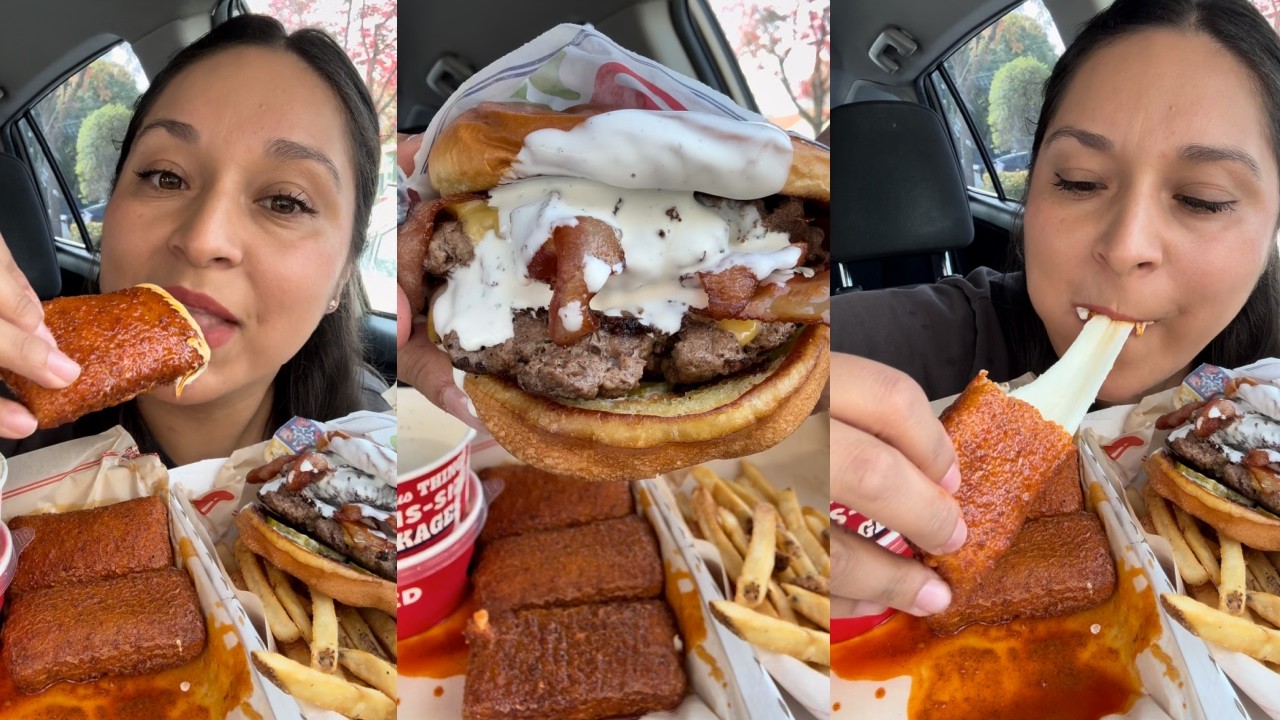 Eating chilis new burger BACON RANCHER - YouTube