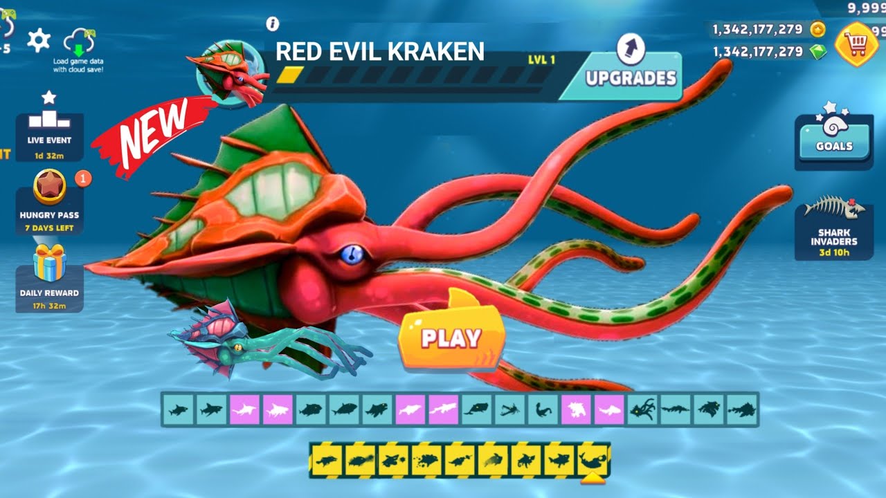 UNLOCKED ALL HUNGRY SHARK EVOLUTION - NEW KRAKEN SKIN COMING SOON - BIG ...