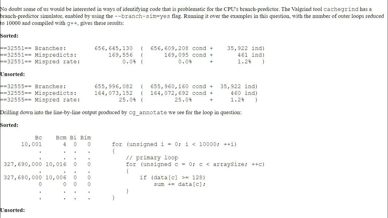 Why is processing a sorted array faster than processing an unsorted ...