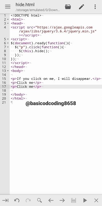 Jquery Hide Function Jquerytutorial Jquery Hide Coding Basicofcoding Shorts Youtube