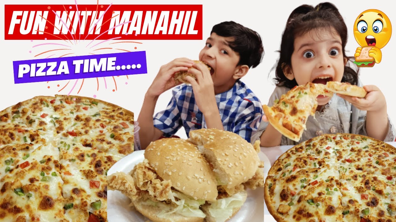 Pizza eating Video | Manahil and Manan show | eating video | Funny ...