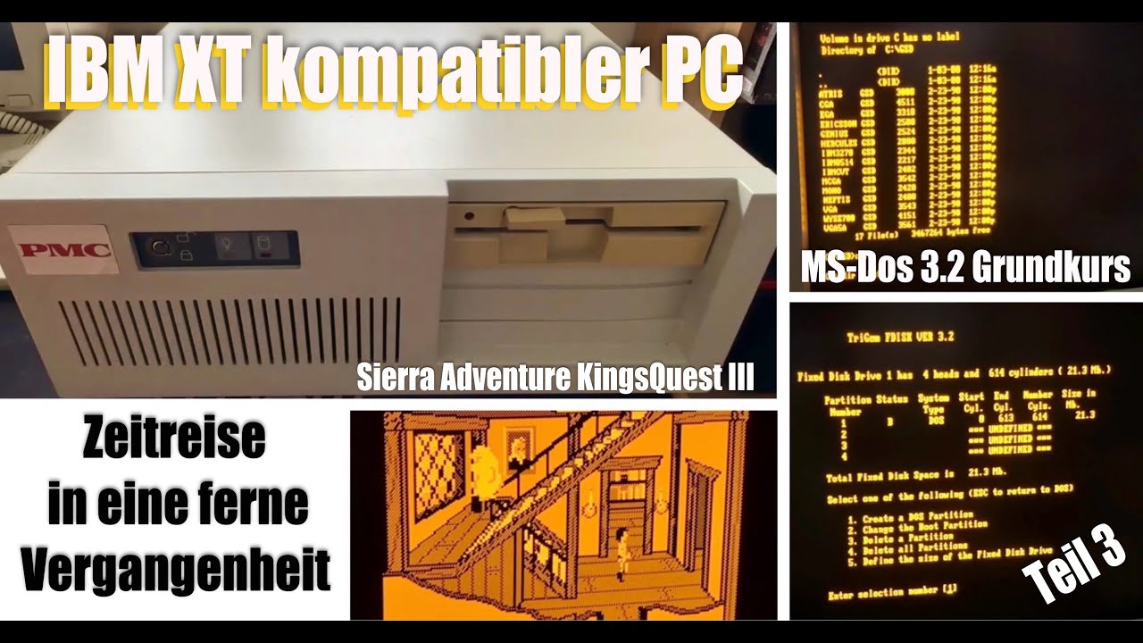 (RP) IBM XT kompatibler PC meets Commodore 1404 📺 MS-DOS 3.2 Grundkurs ...