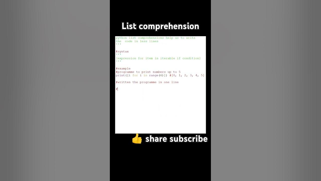 python tutorials || list comprehension || short 41 #shorts #ytshorts #listcomprehension #short41 ...