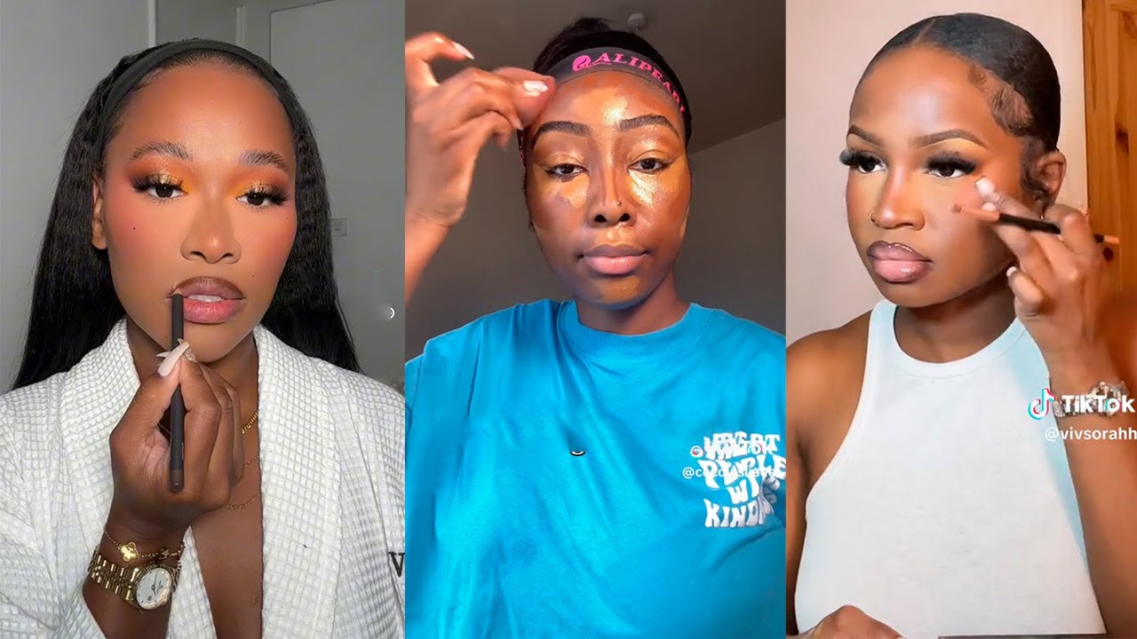 Step by Step Darkskin WOC Makeup 🎀 Viral Makeup Transformations ...