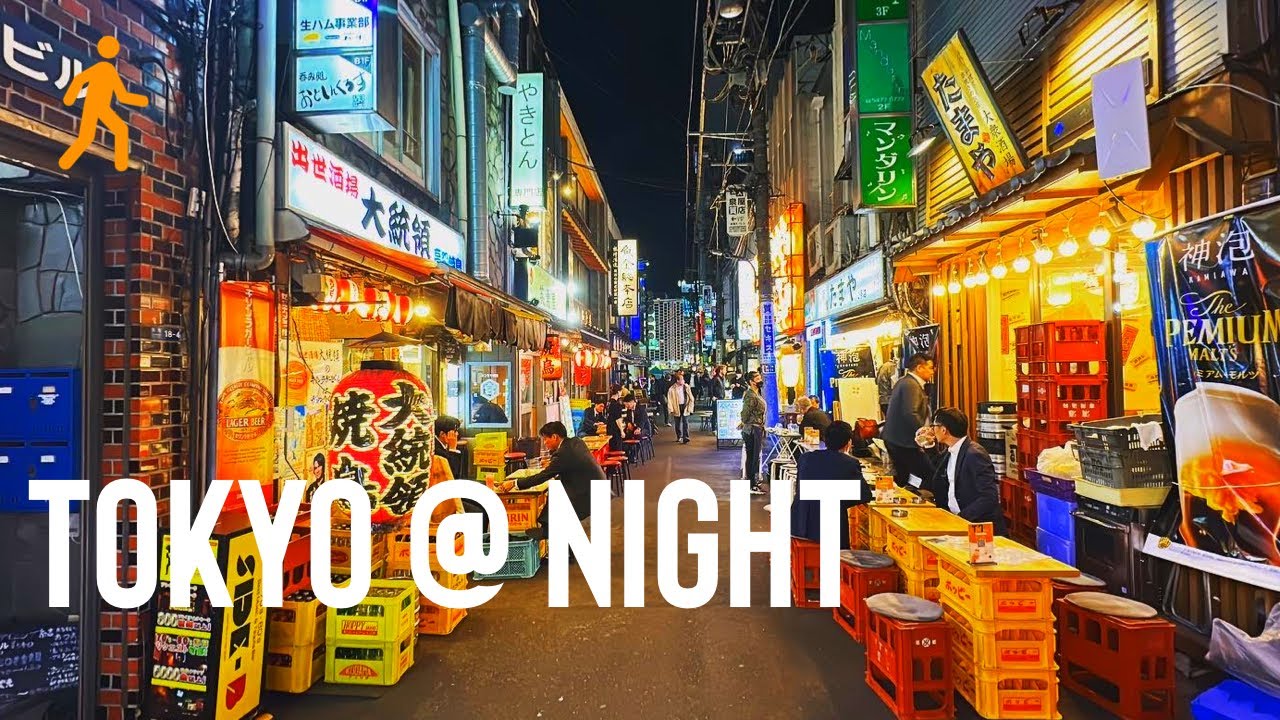 Tokyo Night Walk - Shinbasi Lights - The Perfect Walk in Japan - YouTube