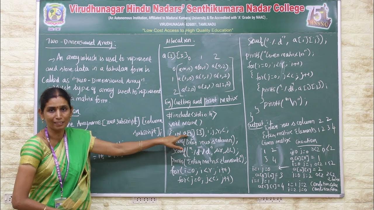 Two Dimensional Array | Programming in C | V.H.N.S.N.College (Autonomous) - YouTube
