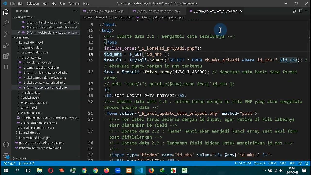 Belajar PHP native - CRUD - Membuat form update data - YouTube