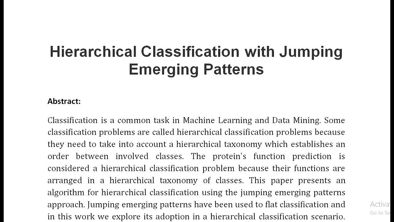 Hierarchical Classification with Jumping Emerging Patterns - YouTube