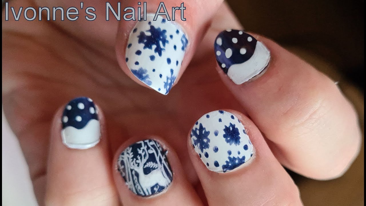 How-to: Easy Snow and Winter Themed Nail Art Tutorial - YouTube