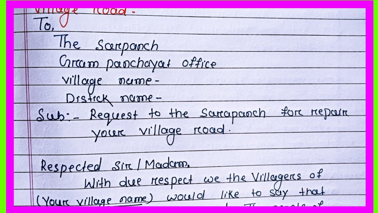 Write An Application To The Sarpanch Of Your Grampanchayt To Repair write-an-application-to-the-sarpanch-of-your-grampanchayt-to-repair