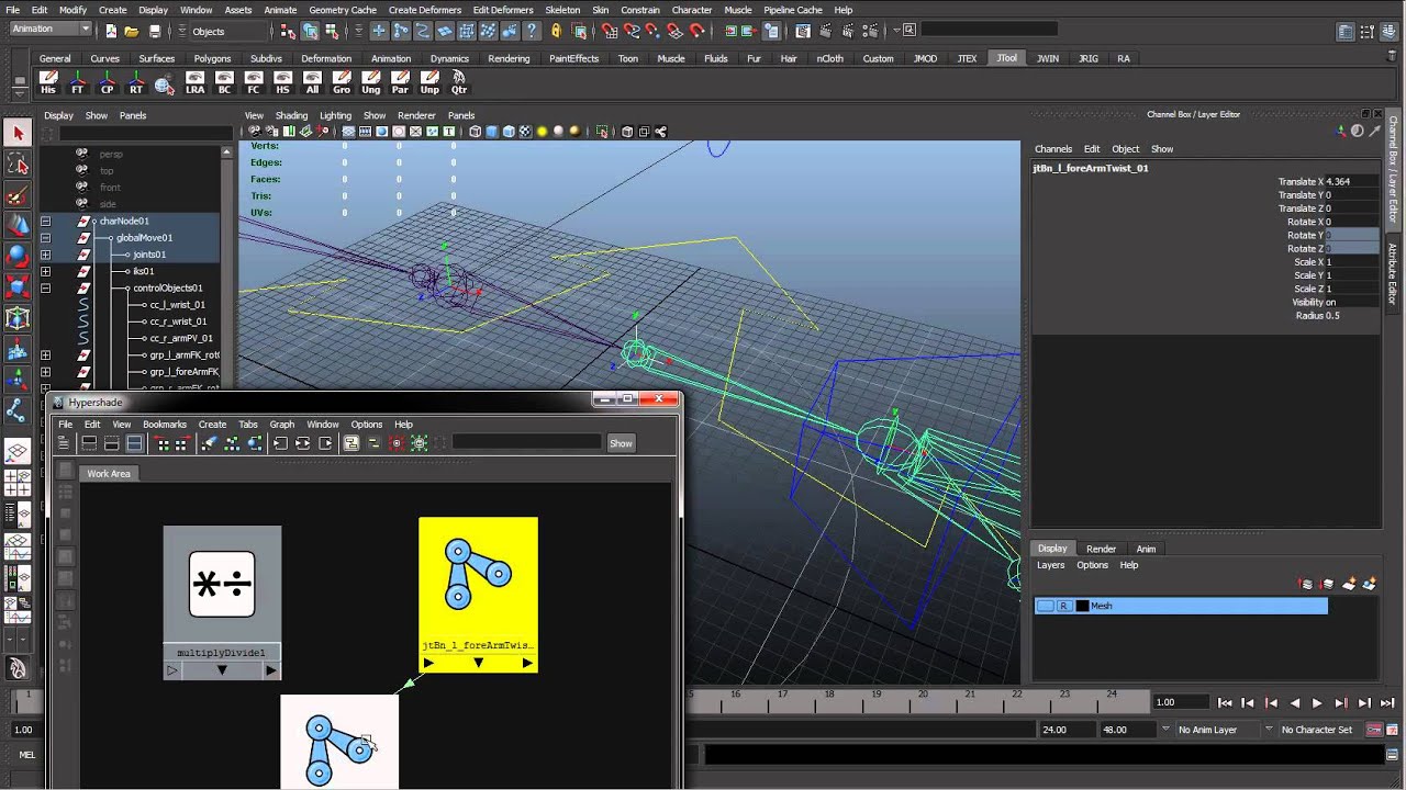 19 - Adding the forearm and twist (Cartoon character rigging series ...