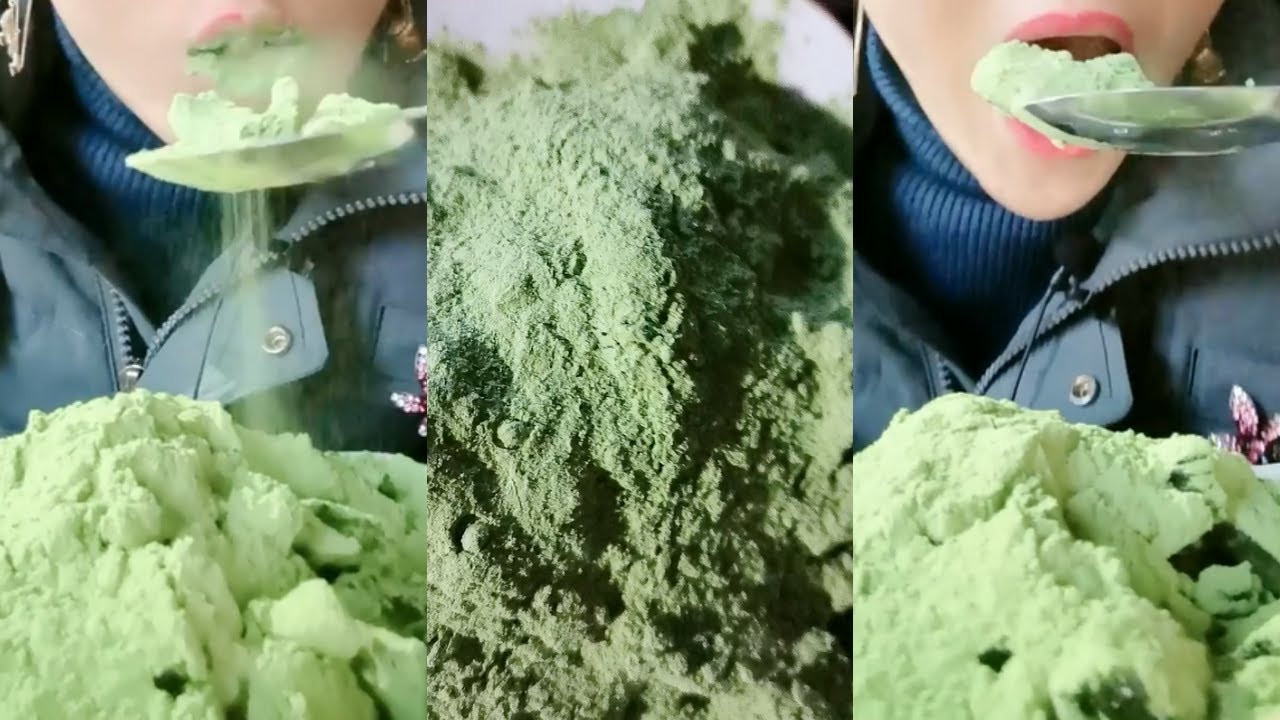 얼음먹방 HEAVY MATCHA POWDERY ICE EATING ASMR 💚🍵 POWDERY CRUNCH ICE 녹차 ...