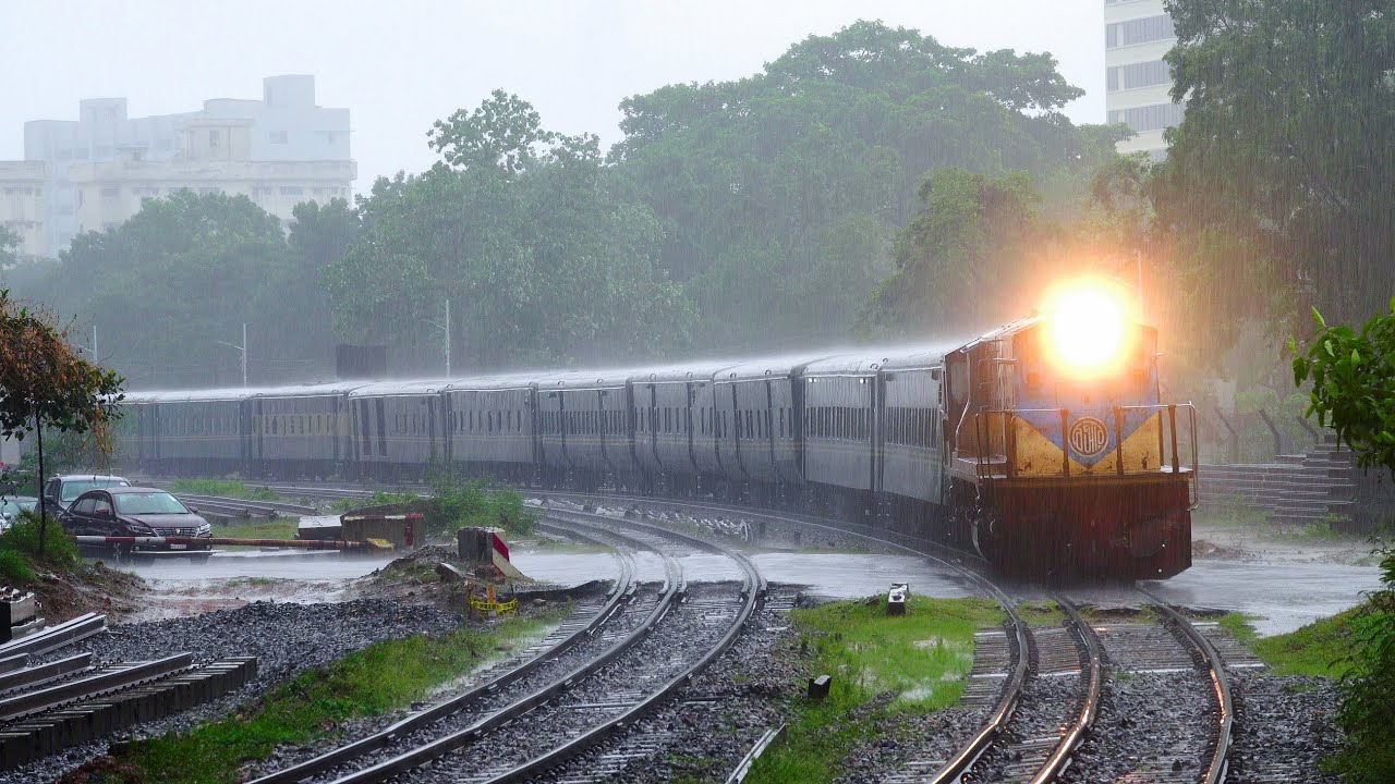 Bangladesh Train skipping Rail Gate within deep rain || Railroad ...