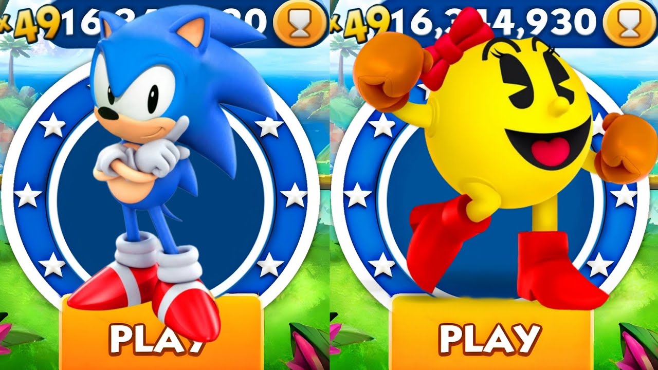 Sonic Dash - Classic Sonic vs Ms Pacman - All Characters Unlocked ...