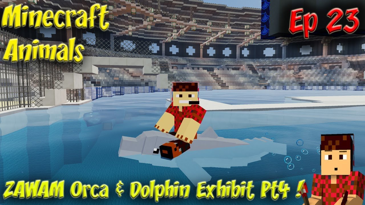 Minecraft Animals Ep23 ZAWA Mod Dolphin & Orca Exhibit Pt4 - YouTube