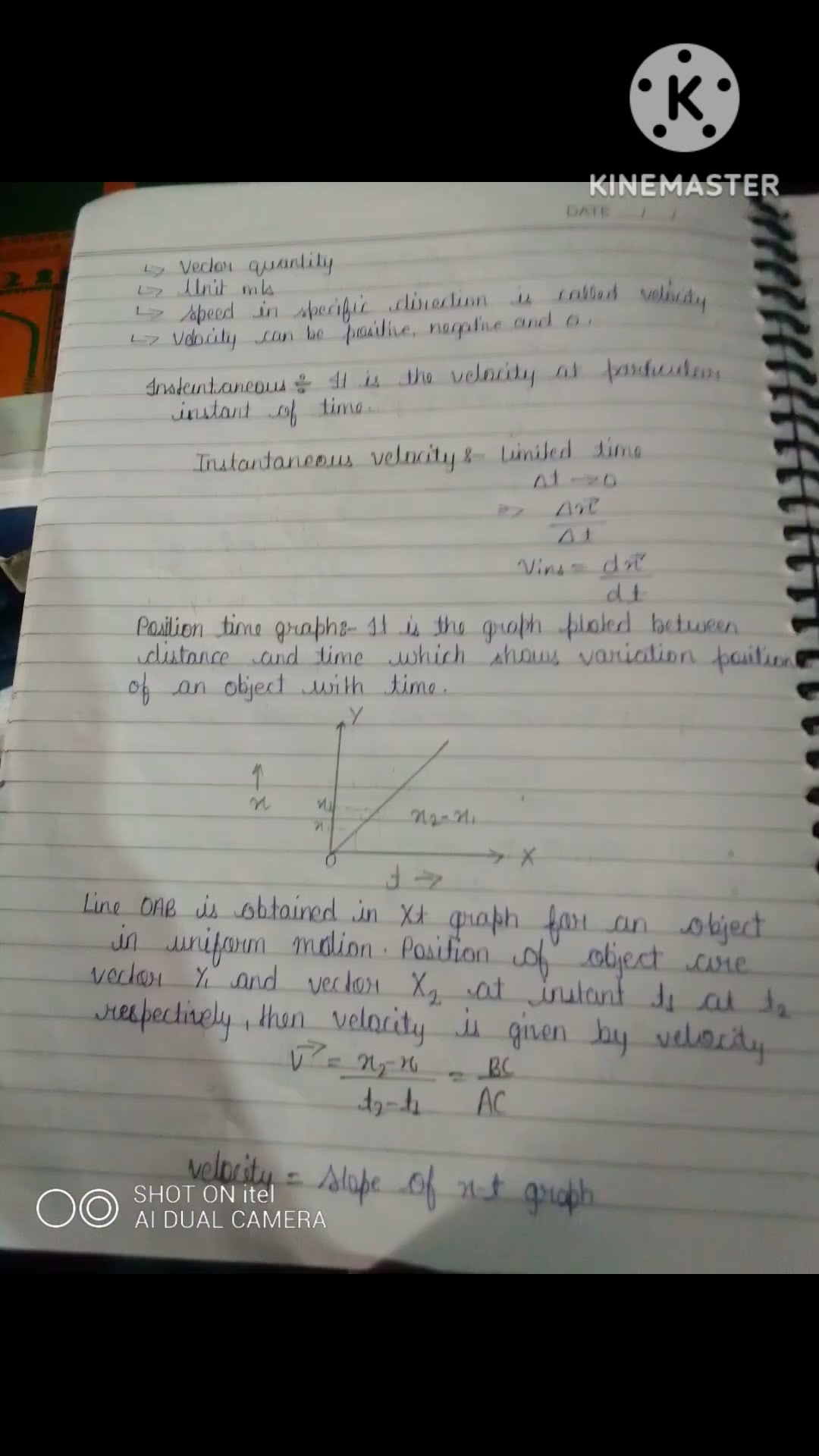Motion in straight line notes| Handmade ncert notes #viral #like # ...