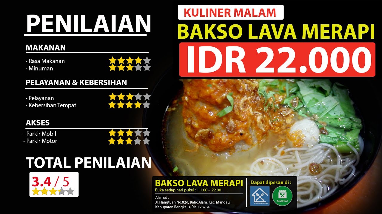 BAKSO LAVA MERAPI || INFO KULINER DURI - RIAU || KULINER MALAM || BANG ...